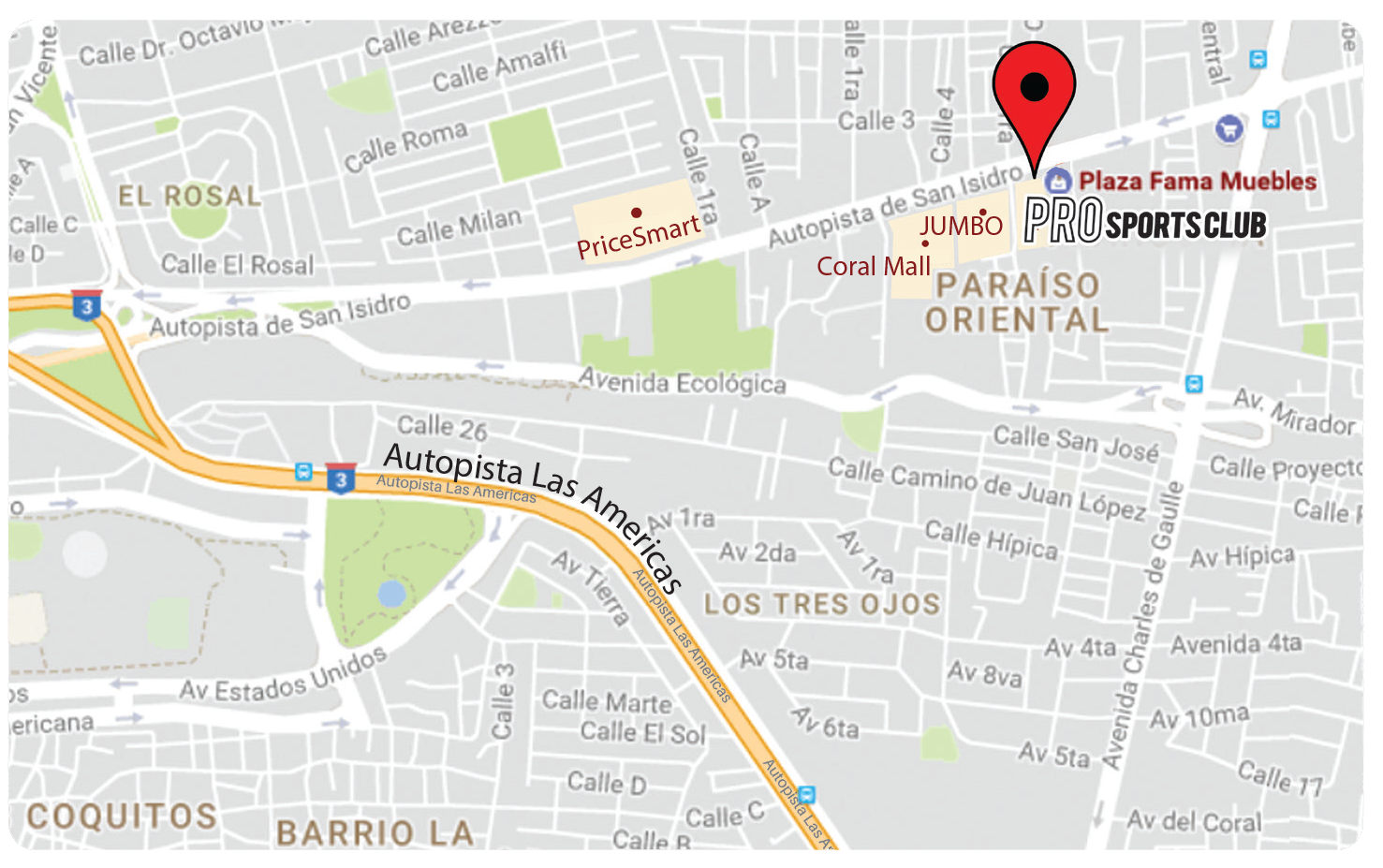 map – Pro Sports Club